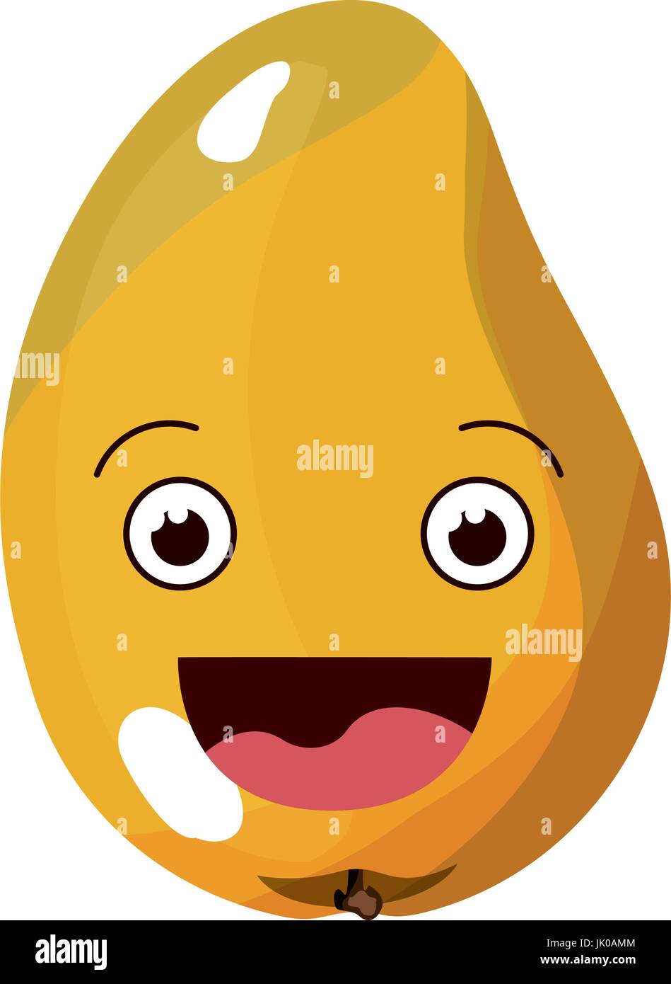 white background with realistic silhouette of smiling cartoon mango ...