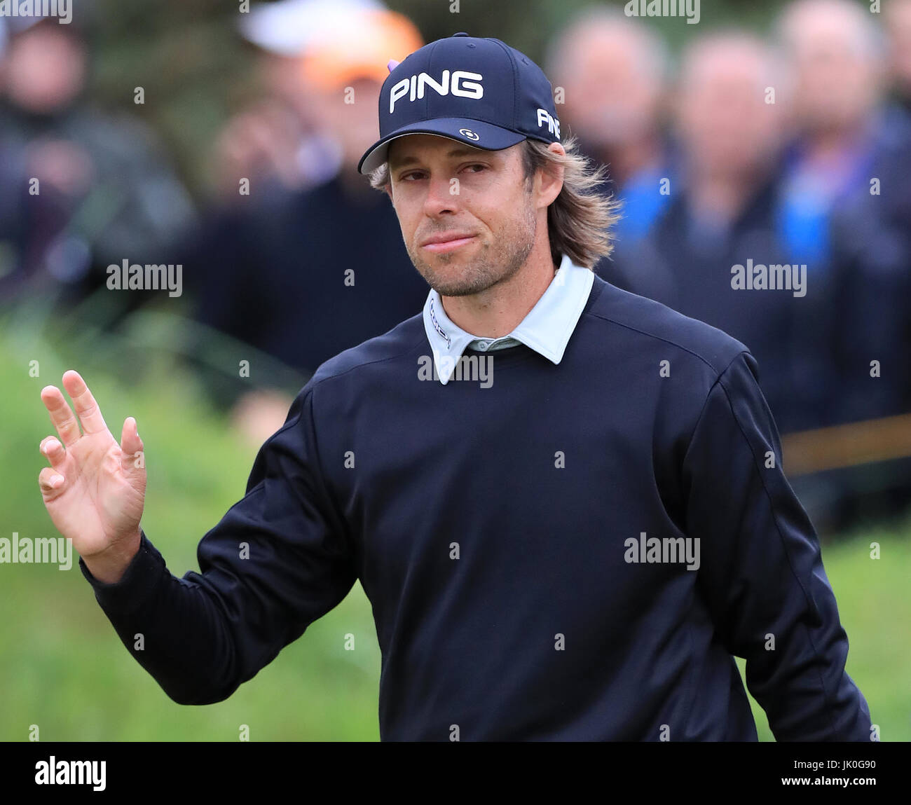 New Zealand's Aaron Baddeley celebrates a birdie on the 1st green ...