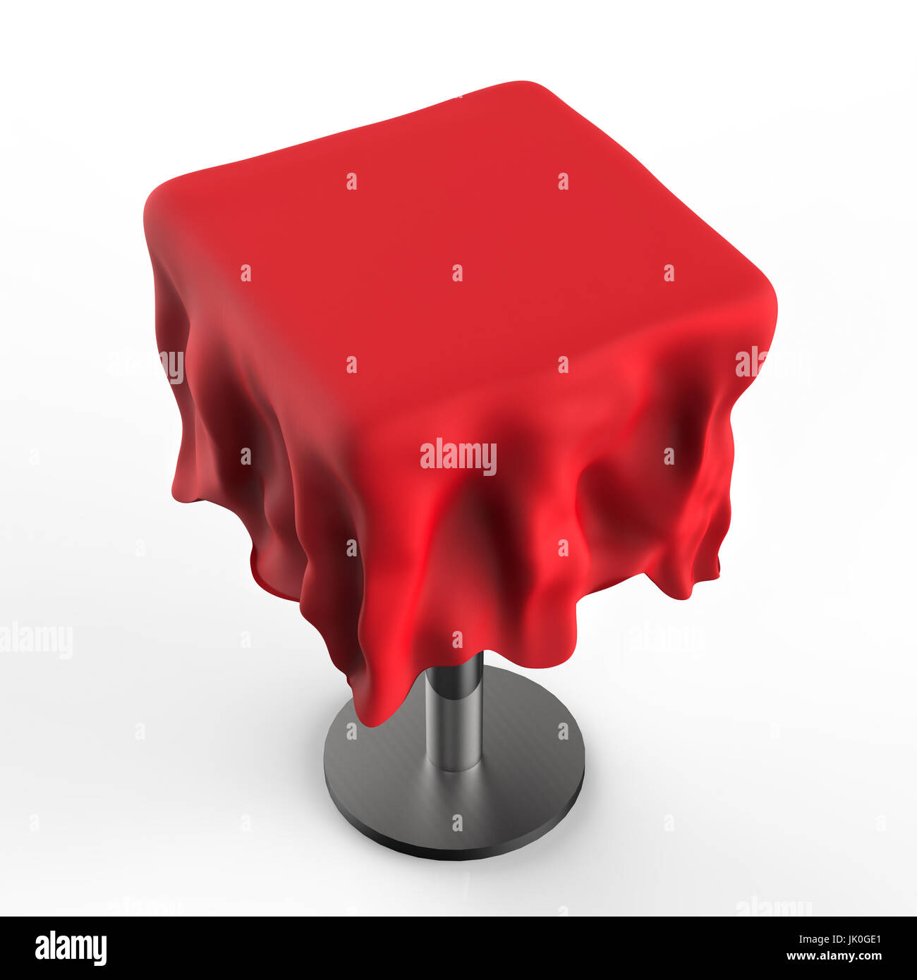 3d rendering square table with red cloth Stock Photo - Alamy