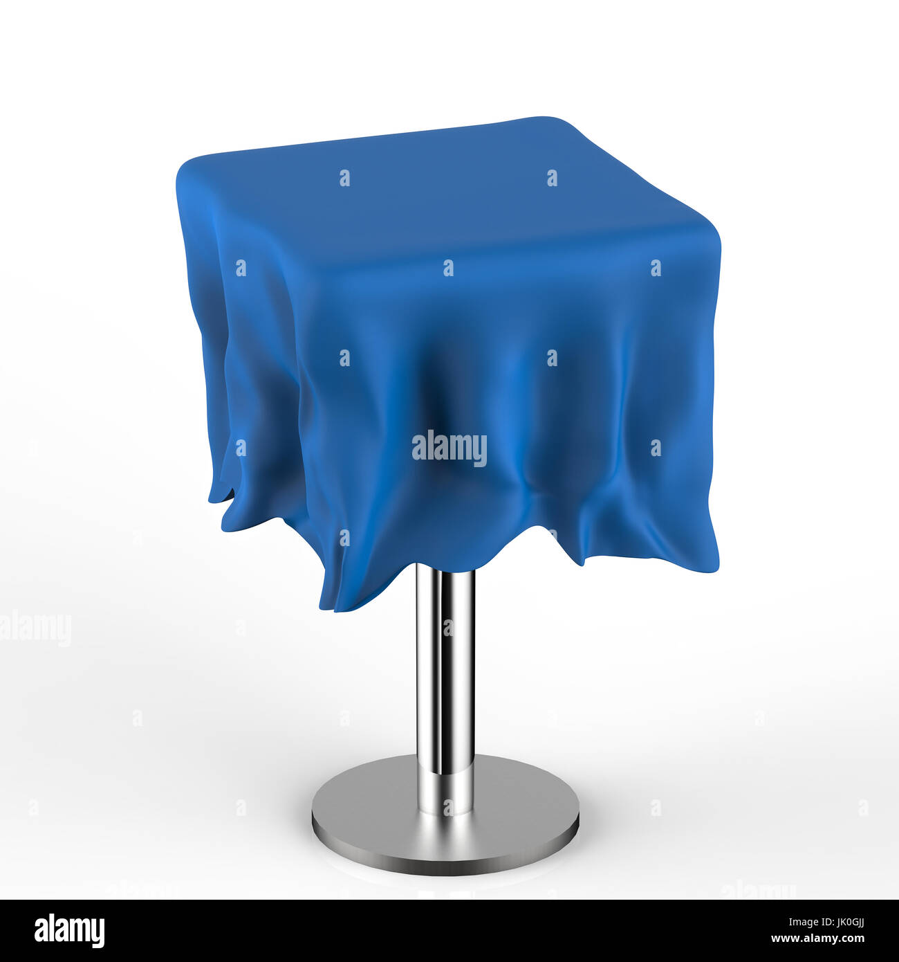 3d rendering square table with blue cloth Stock Photo - Alamy