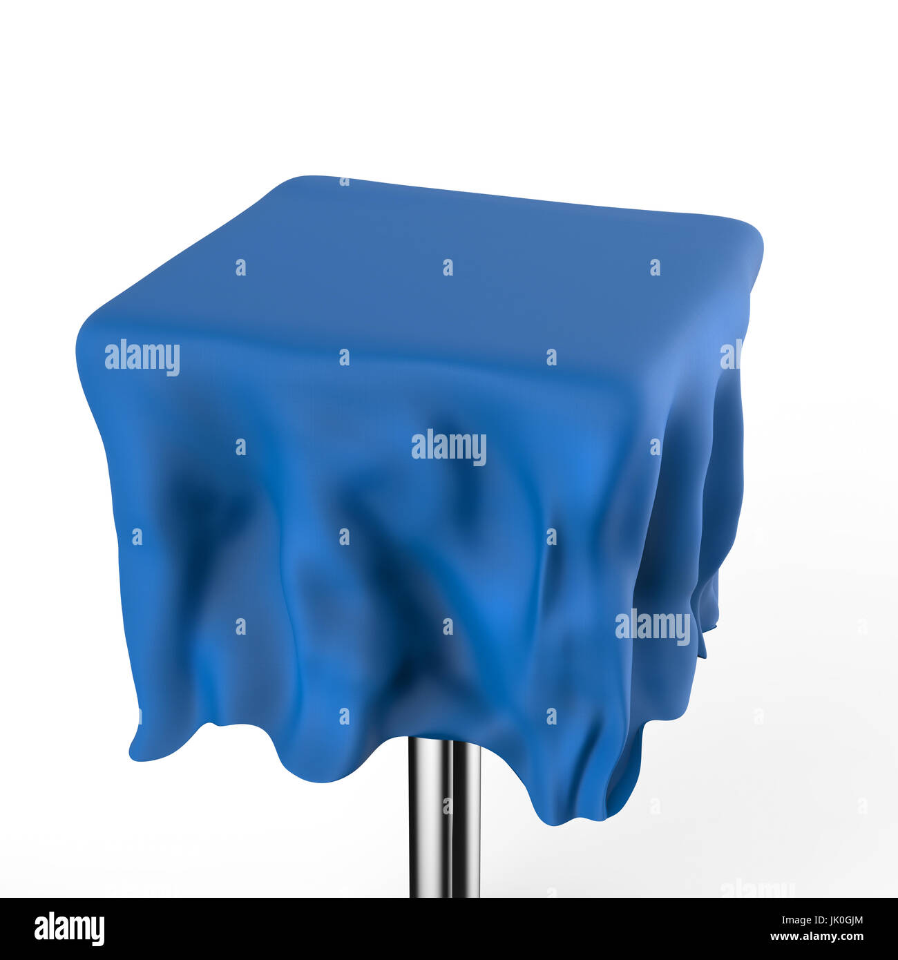 3d rendering square table with blue cloth Stock Photo - Alamy