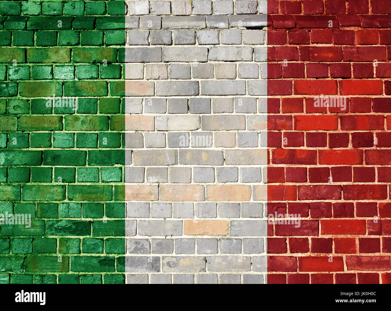 Italian flag on an old brick wall background Stock Photo - Alamy