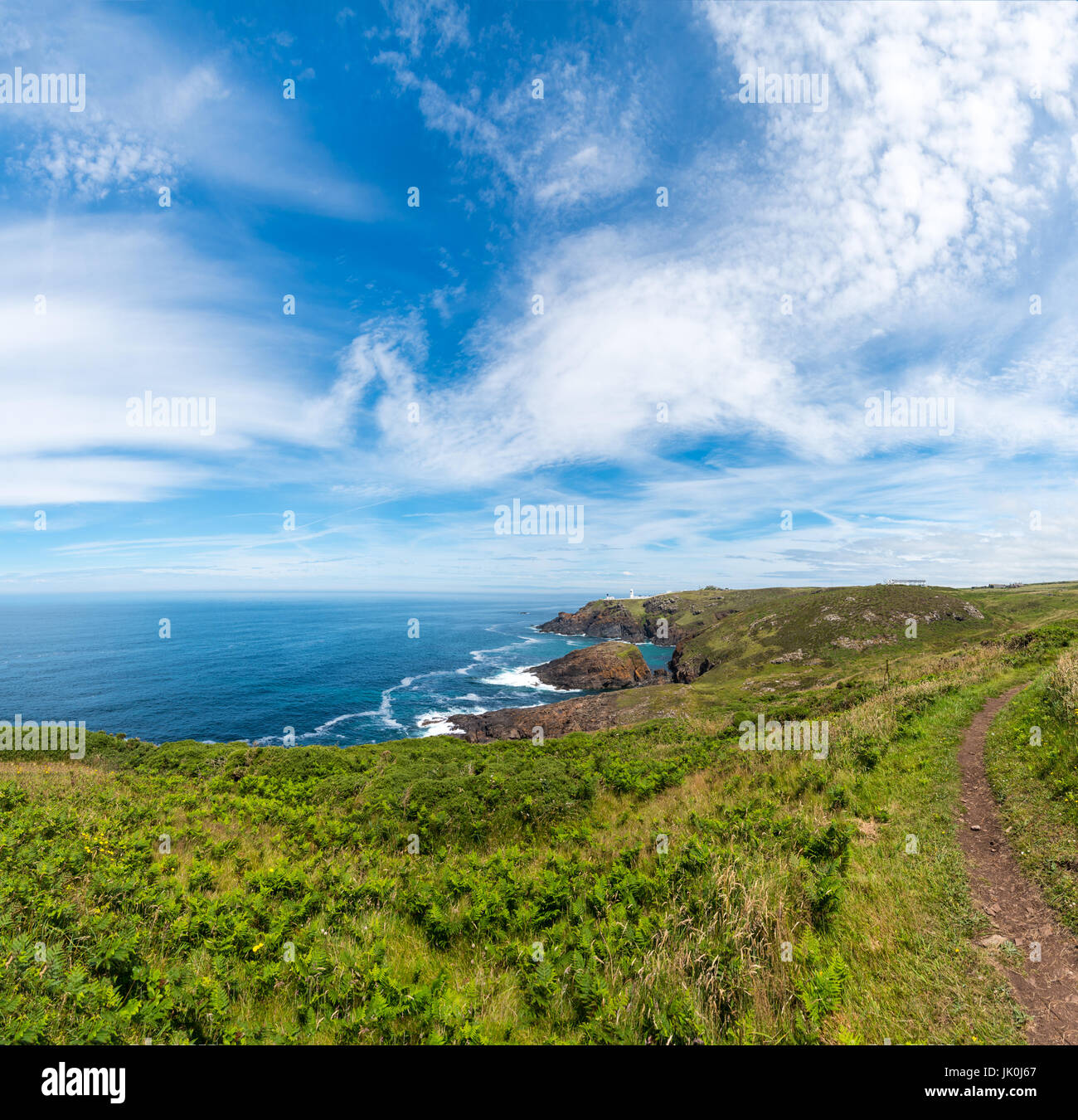 The Lighthouse at Pendeen Watch and The Enys. Pendeen, Cornwall Stock ...