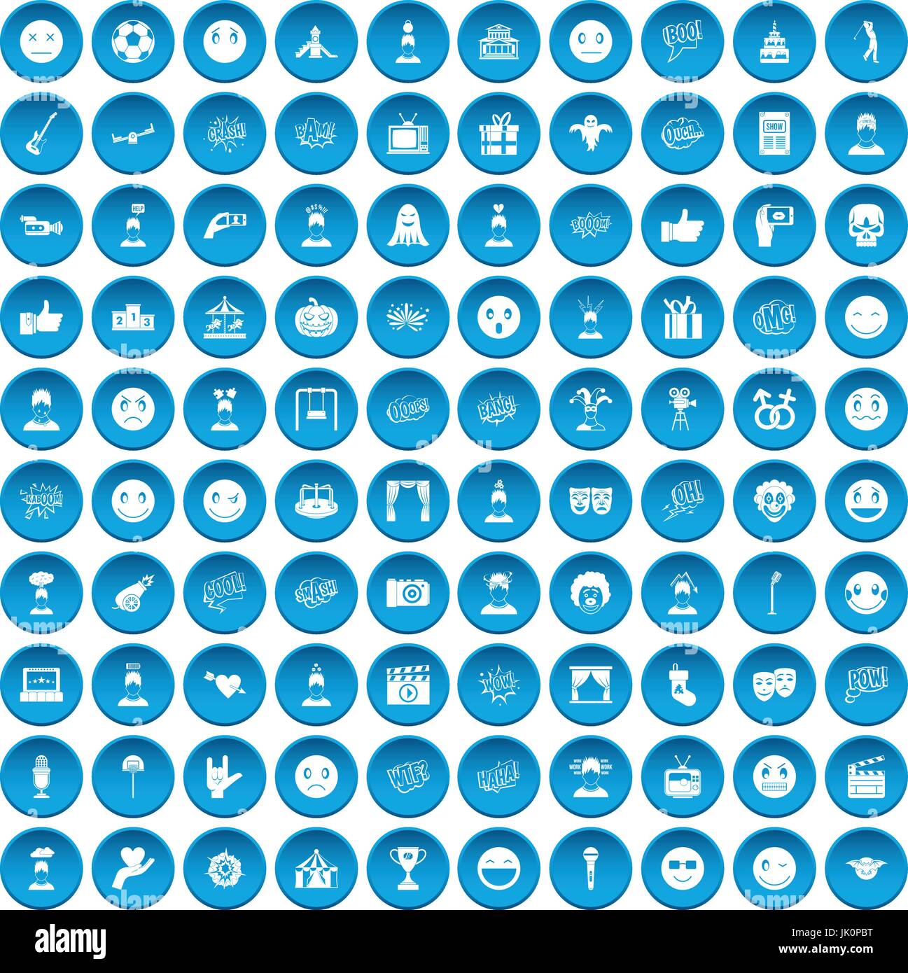 100 emotion icons set blue Stock Vector Image & Art - Alamy