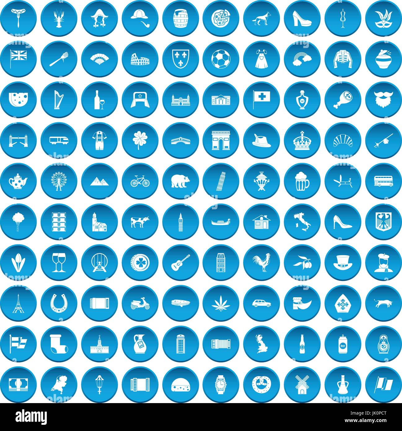 100 Europe icons set blue Stock Vector Image & Art - Alamy