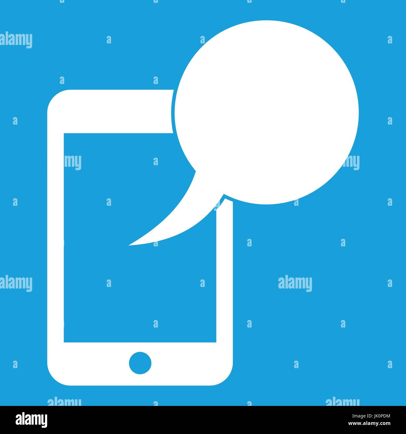Speech bubble on phone icon white Stock Vector Image & Art - Alamy