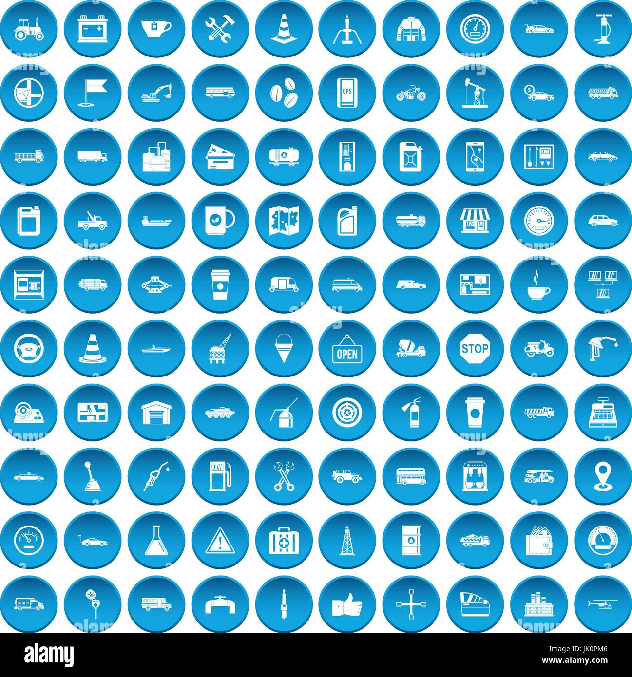 100 gas station icons set blue Stock Vector Image & Art - Alamy