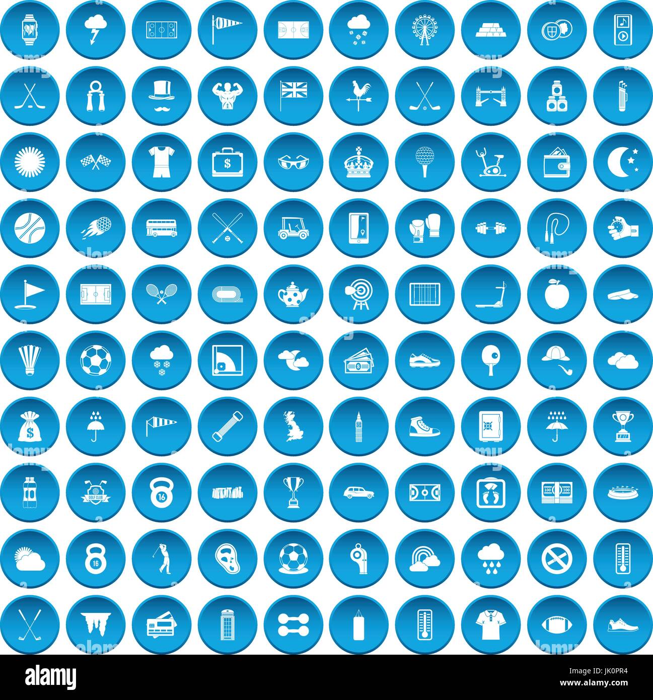 100 golf icons set blue Stock Vector Image & Art - Alamy