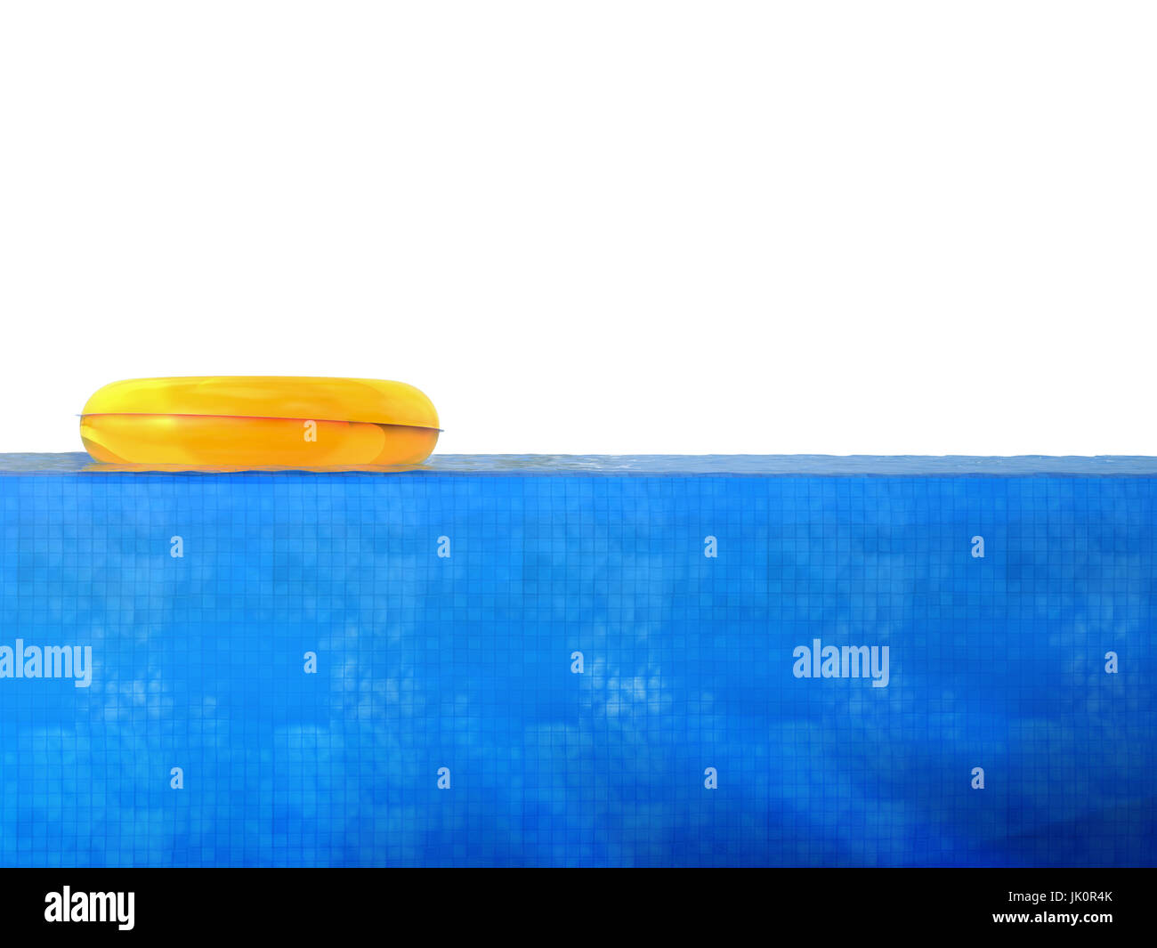3d rendering pool side view with yellow swim ring Stock Photo - Alamy