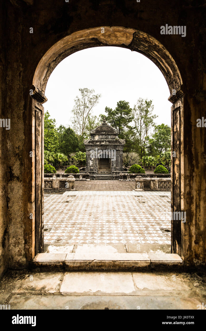 View of ancient building through arch - Tomb of Dong Khanh, Vietnam ...