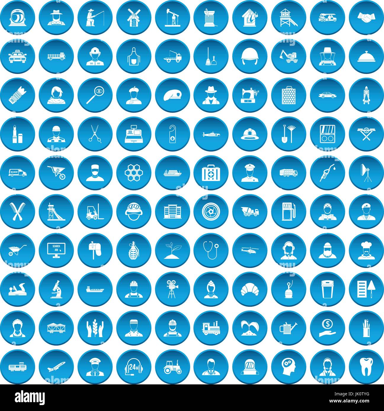 100 job icons set blue Stock Vector Image & Art - Alamy