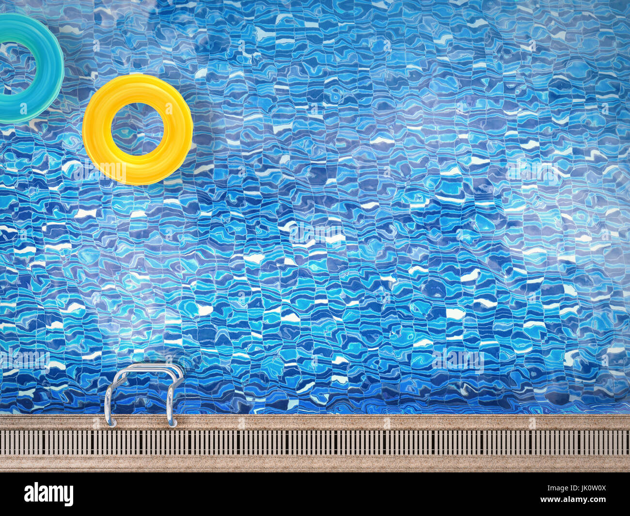 3d rendering pool top view with swim ring and ladder Stock Photo - Alamy