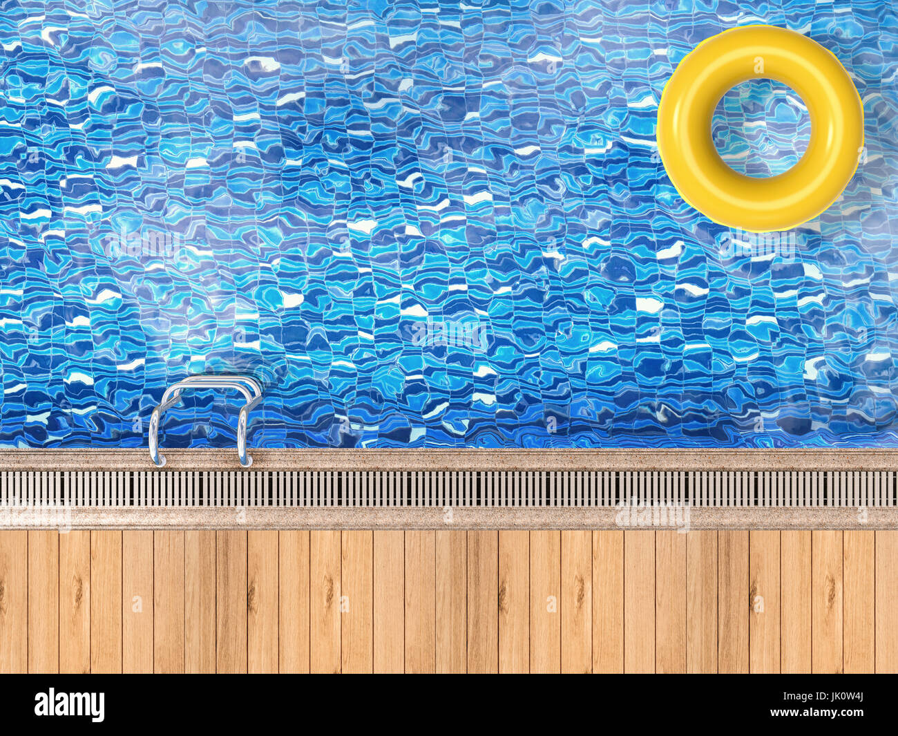 3d rendering pool top view with swim ring and ladder Stock Photo - Alamy