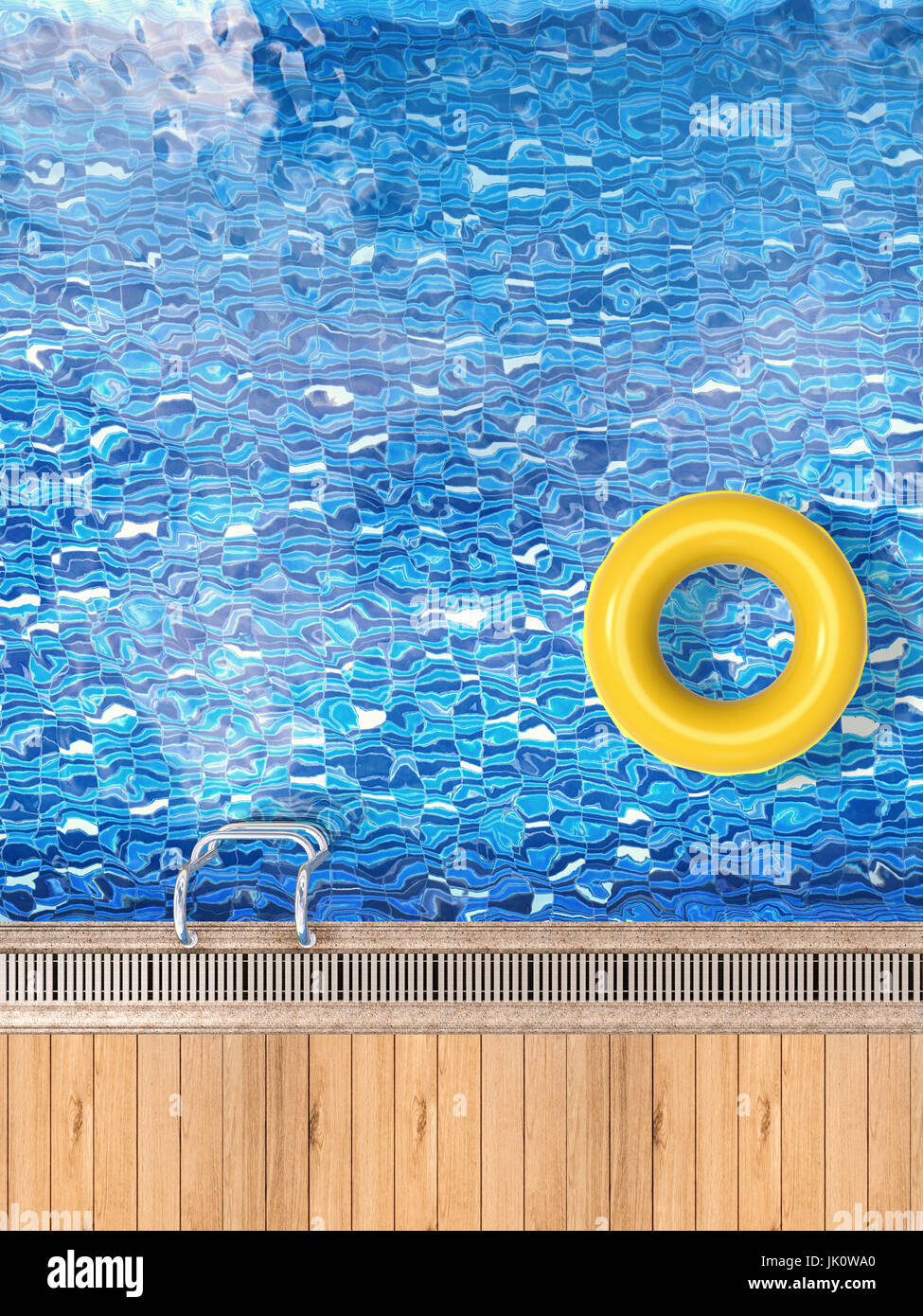 3d rendering pool top view with swim ring and ladder Stock Photo - Alamy