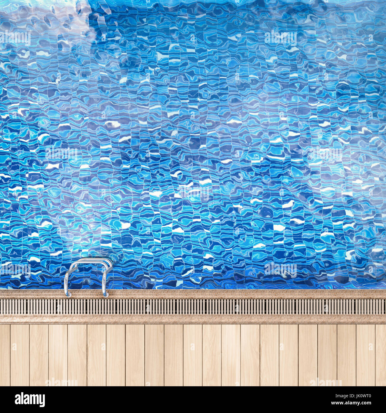 3d rendering pool top view with wooden floor and ladder Stock Photo - Alamy