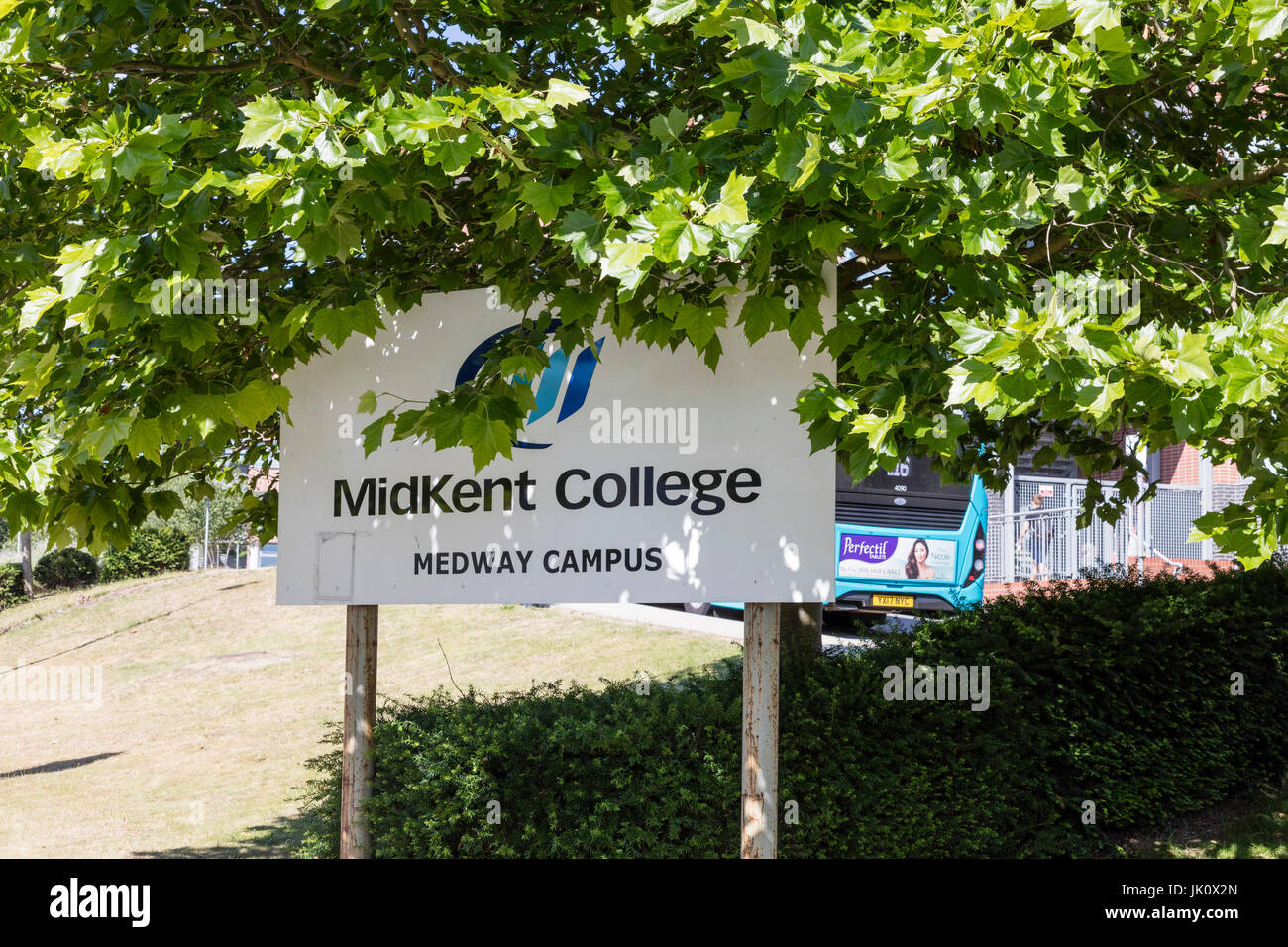 Sign at the Gillingham Campus of MidKent College, a Further Education ...