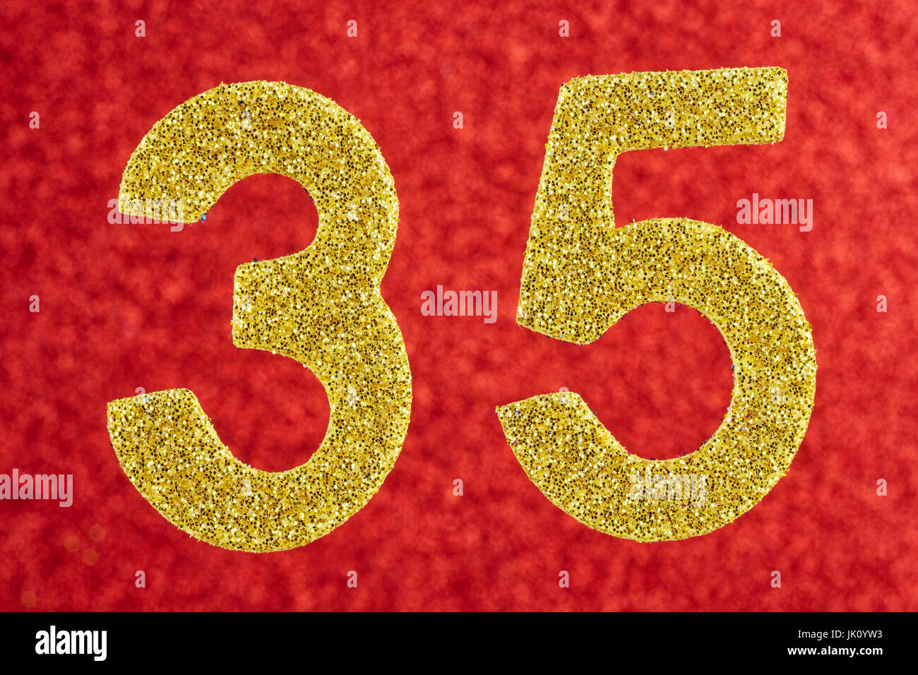 Number thirty-five yellow color over a red background. Anniversary ...