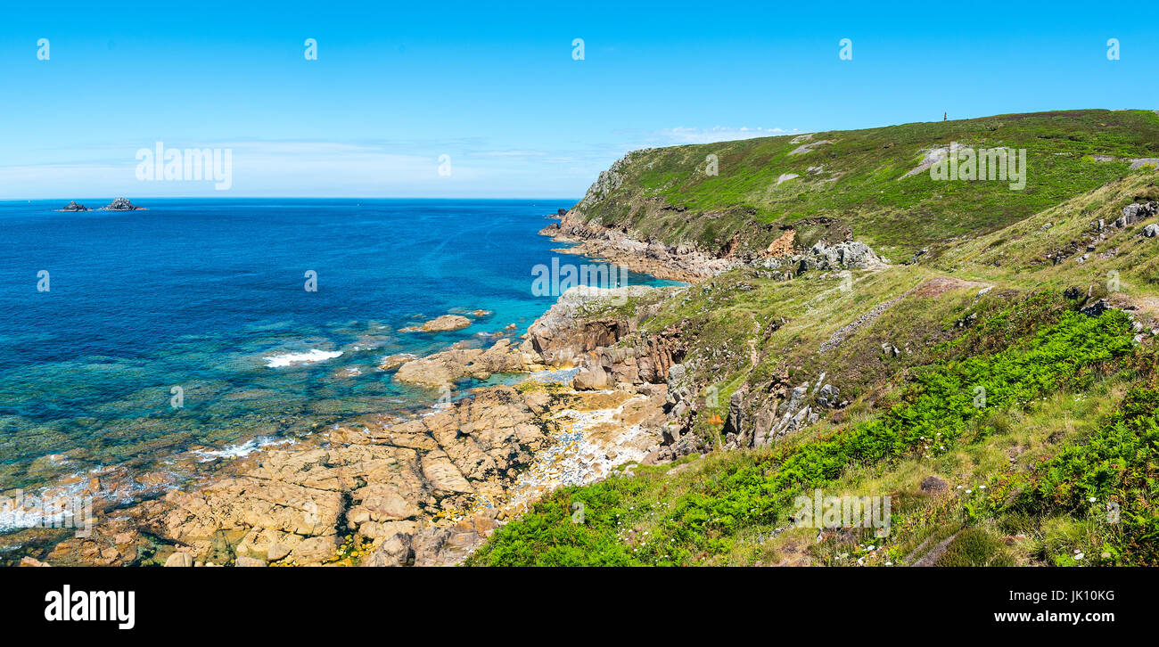 The Cornish coast south of Porth Nanven looking north towards Carn ...