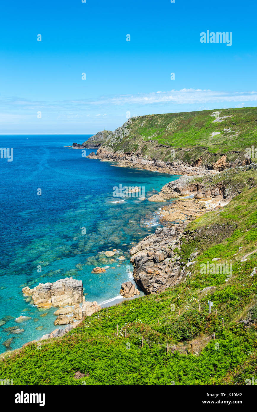The Cornish coast south of Porth Nanven looking north towards Carn ...