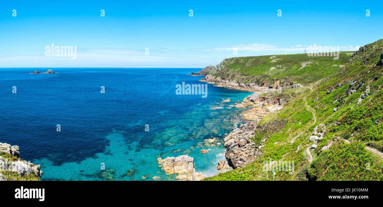 The Cornish coast south of Porth Nanven looking north towards Carn ...