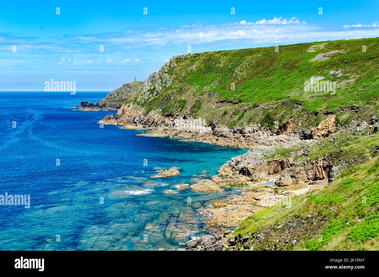 The Cornish coast south of Porth Nanven looking north towards Carn ...