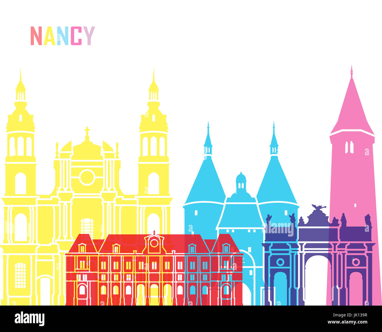 Nancy skyline pop in editable vector file Stock Photo - Alamy