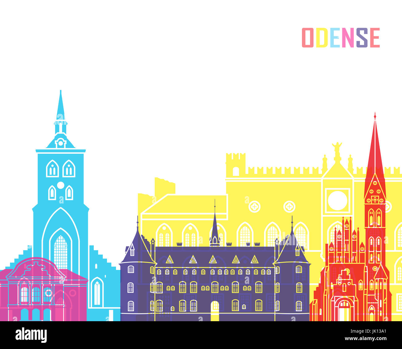 Odense skyline pop in editable vector file Stock Photo - Alamy
