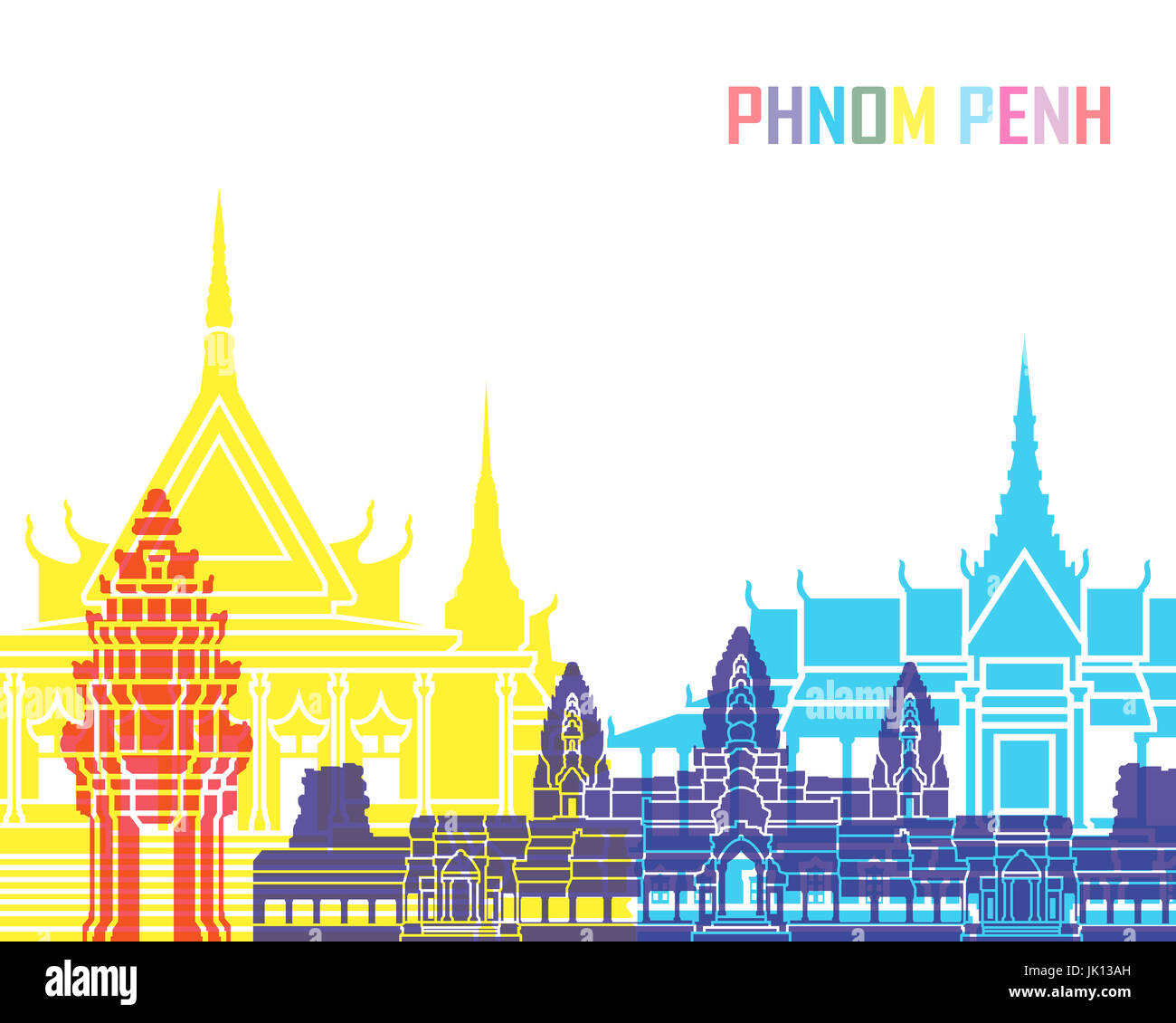 Phnom Penh skyline pop in editable vector file Stock Photo - Alamy