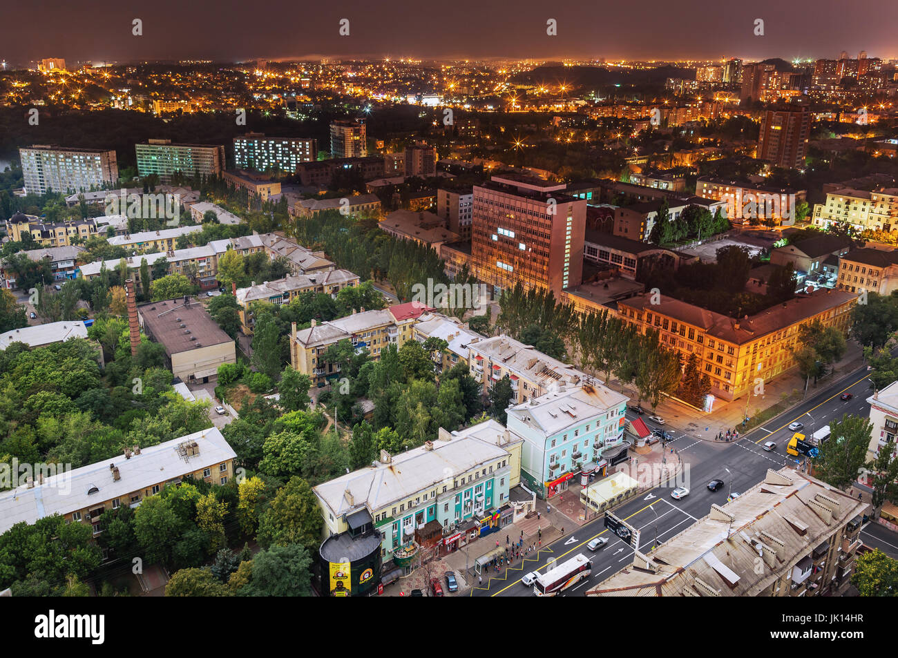 Day-night view of the city Donetsk (Ukraine Stock Photo - Alamy