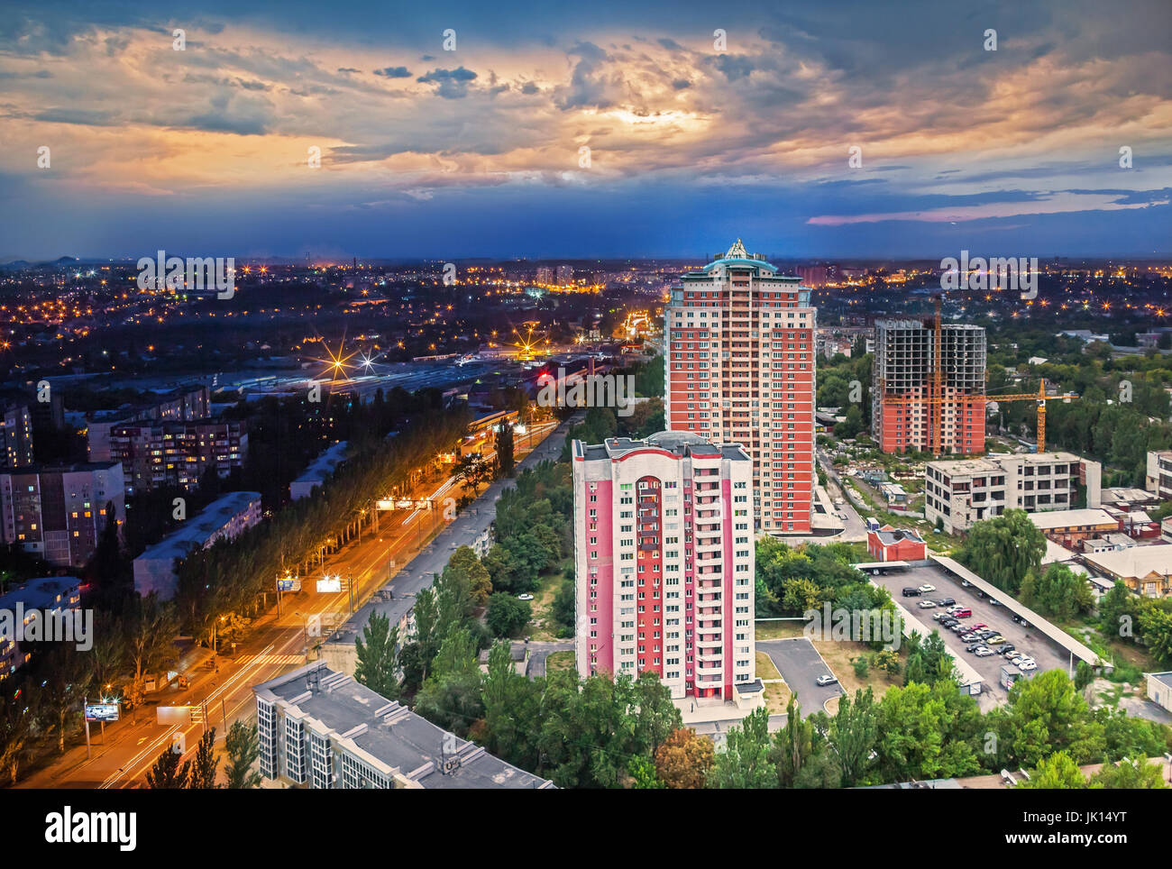 Day-night view of the city Donetsk (Ukraine Stock Photo - Alamy
