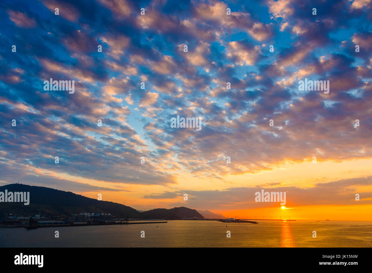 Bilbao harbour at sunset. Biscay, Spain, Europe Stock Photo - Alamy