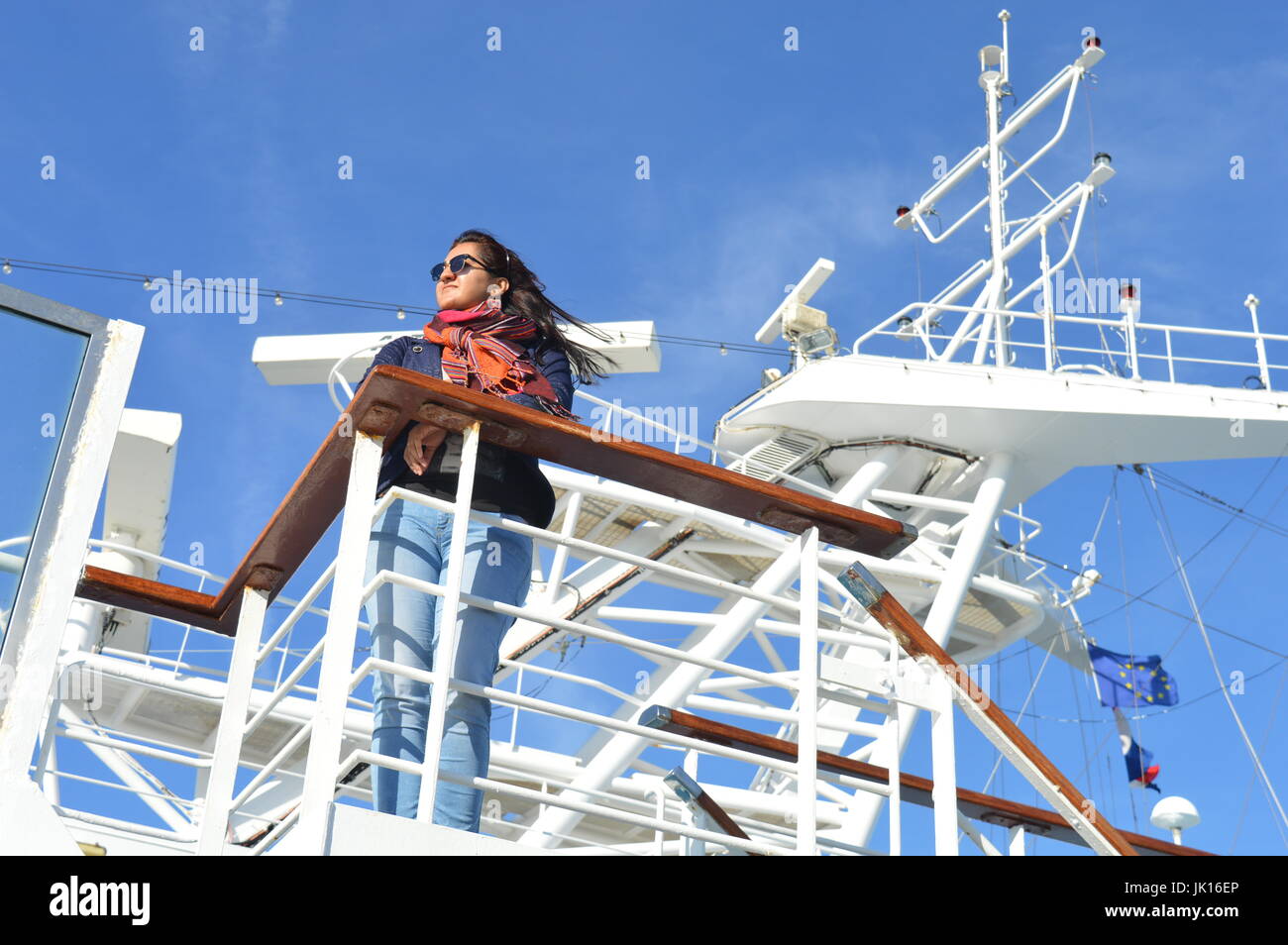 Girl on ship Stock Photo - Alamy