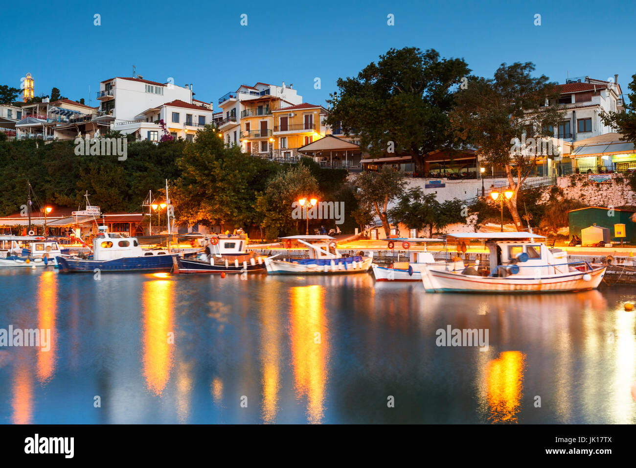 Morning view of the harbour on Skiathos island, Greece Stock Photo - Alamy