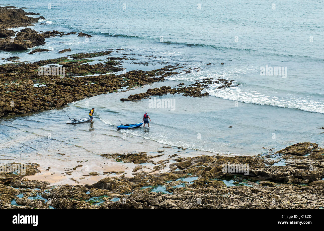 Kayak Fishermen Limeslade Bay, Gower, south Wales Stock Photo - Alamy