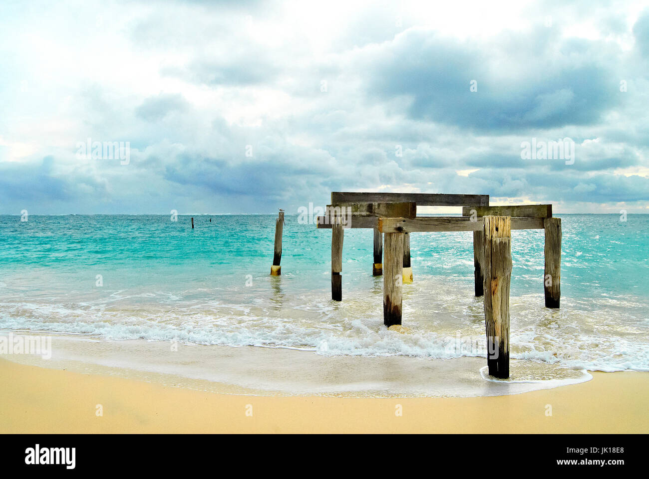 Tropical Seascape with wooden Jetty Stock Photo - Alamy