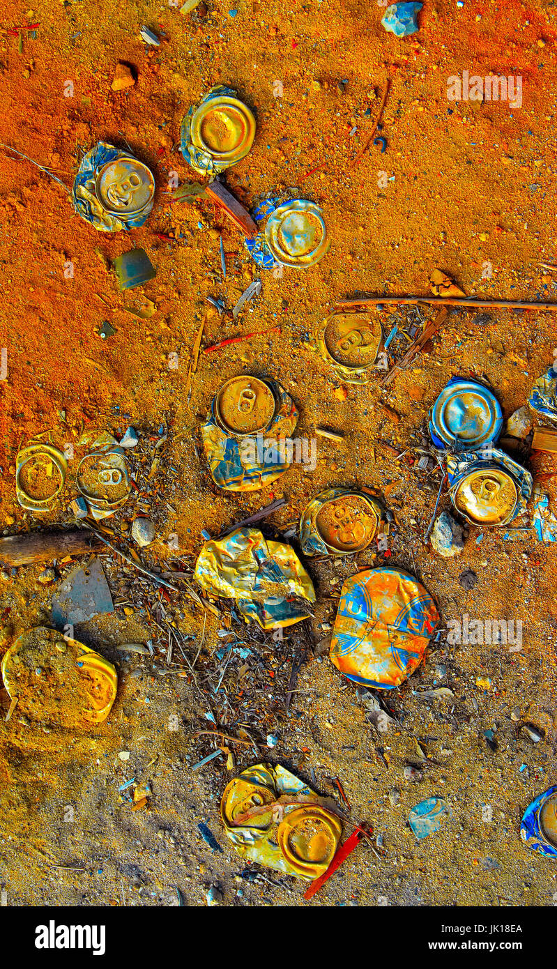 Abstract Still life of Flattened Drinks Cans Stock Photo - Alamy