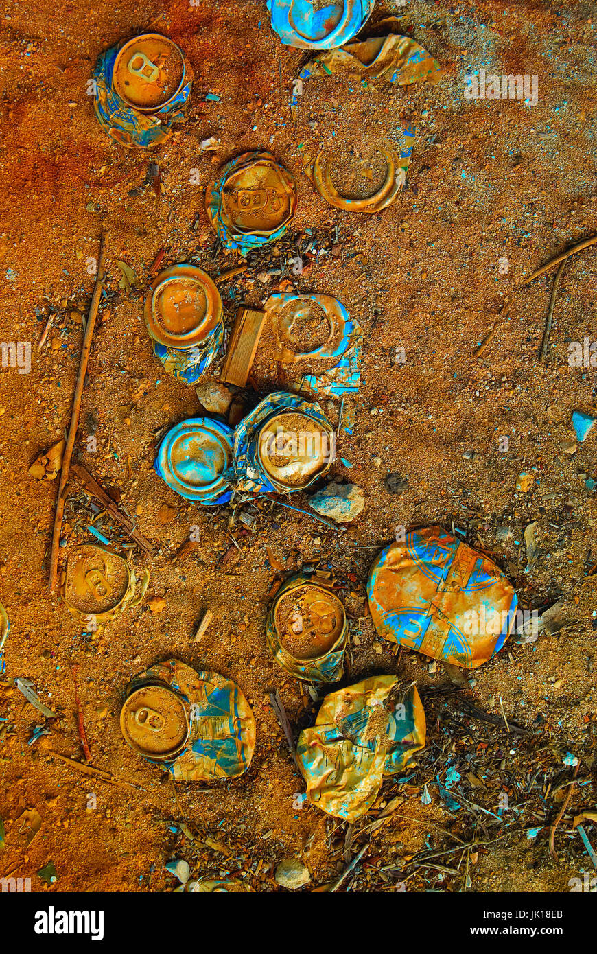 Abstract Still life of Flattened Drinks Cans Stock Photo - Alamy