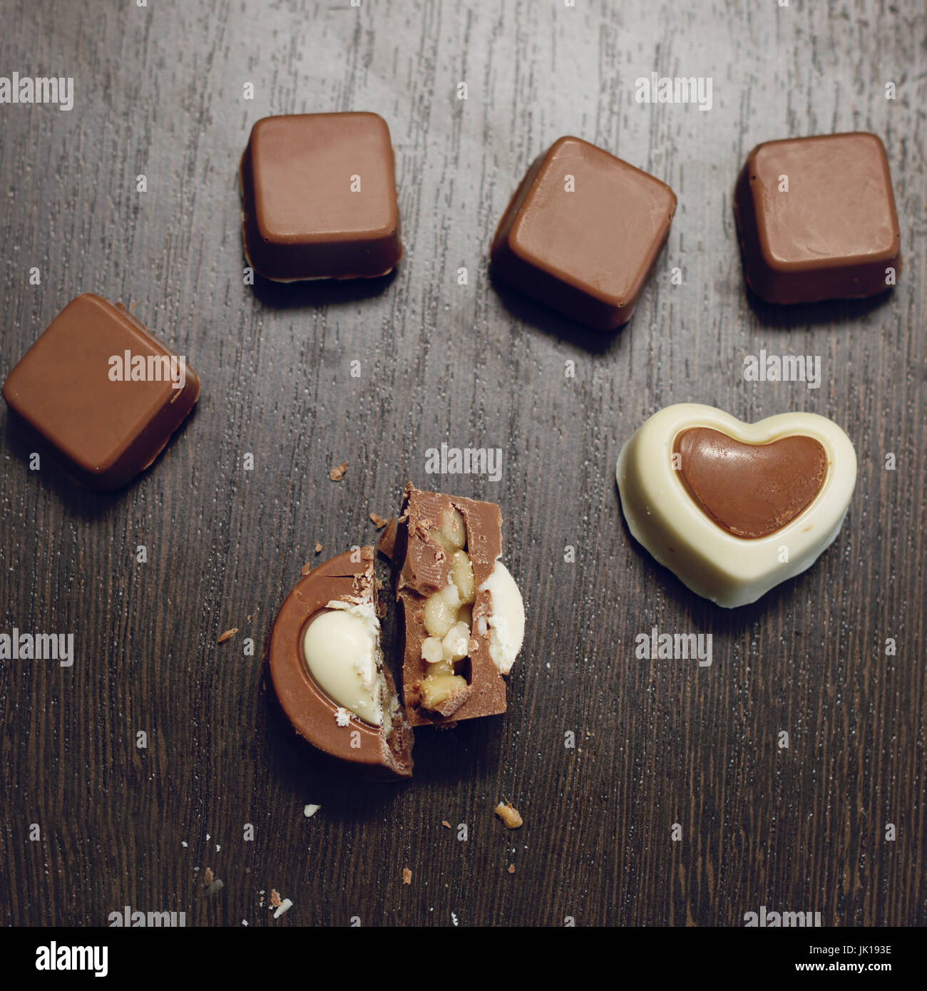 square image of homemade chocolates with white and milk chocolate Stock ...