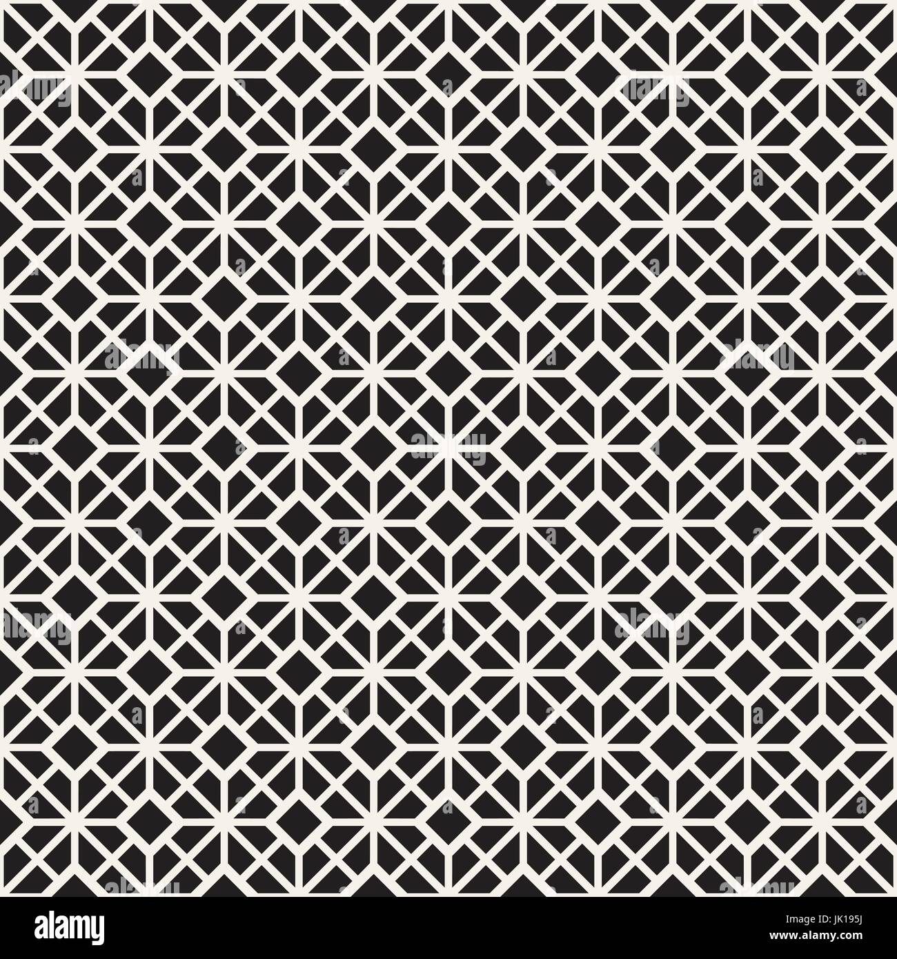 Abstract geometric lines lattice pattern. Seamless vector background. Black and white simple ...