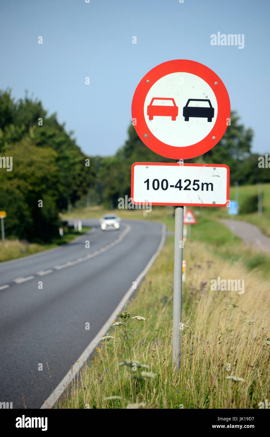No Overtaking sign with subtable indicating a range in meters Stock ...