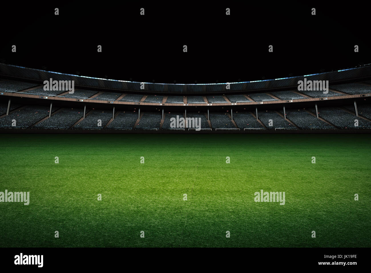 3d rendering empty green field with stadium Stock Photo - Alamy