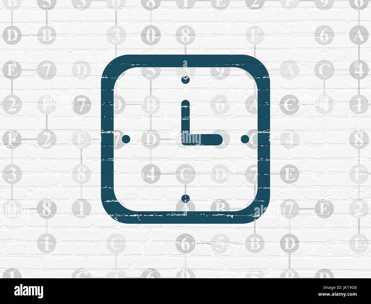 Timeline concept: Watch on wall background Stock Photo - Alamy