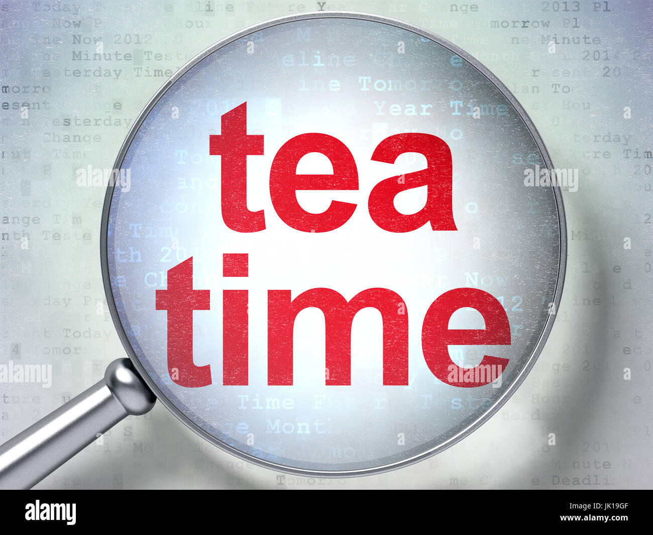 Timeline concept: Tea Time with optical glass Stock Photo - Alamy