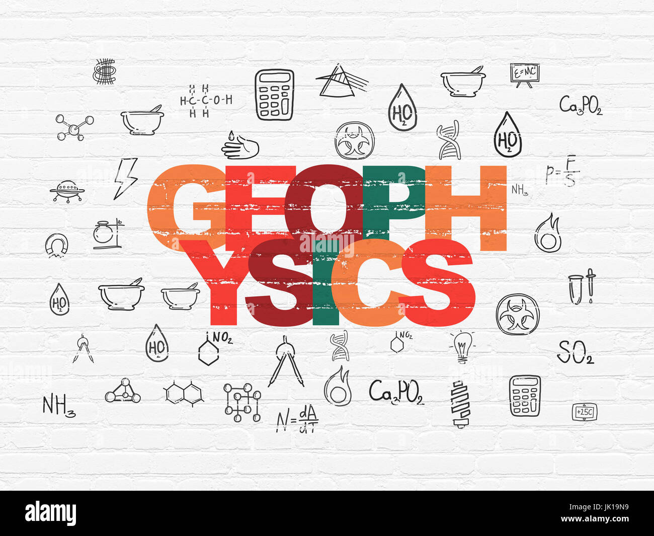 Science concept: Geophysics on wall background Stock Photo - Alamy