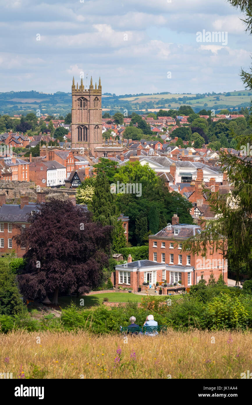 St Laurence's Church seen from Whitcliffe Common, Shropshire Stock ...