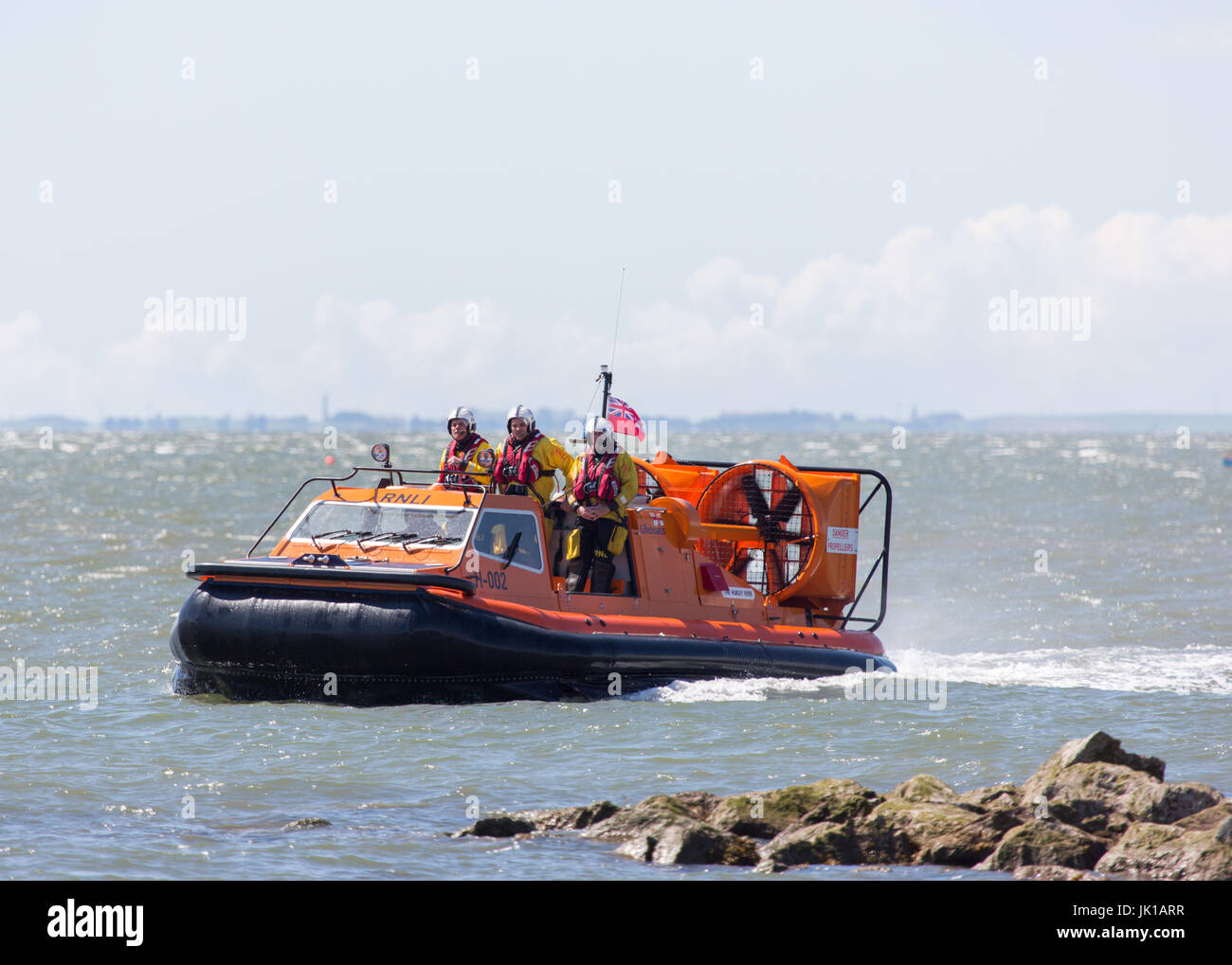 The RNLI Rescue Hovercraft on Morecambe Bay during a training exercise ...