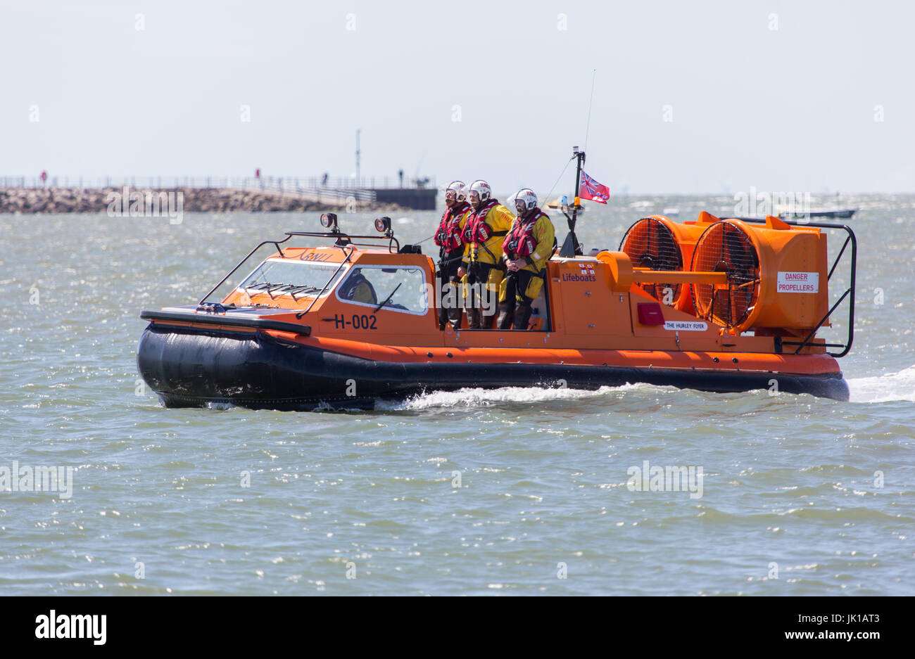 The RNLI Rescue Hovercraft on Morecambe Bay during a training exercise ...