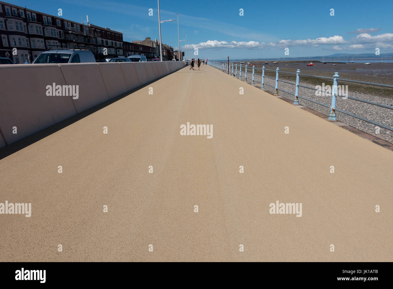 The Promenade at Morecambe between the new sea defence wall and the ...