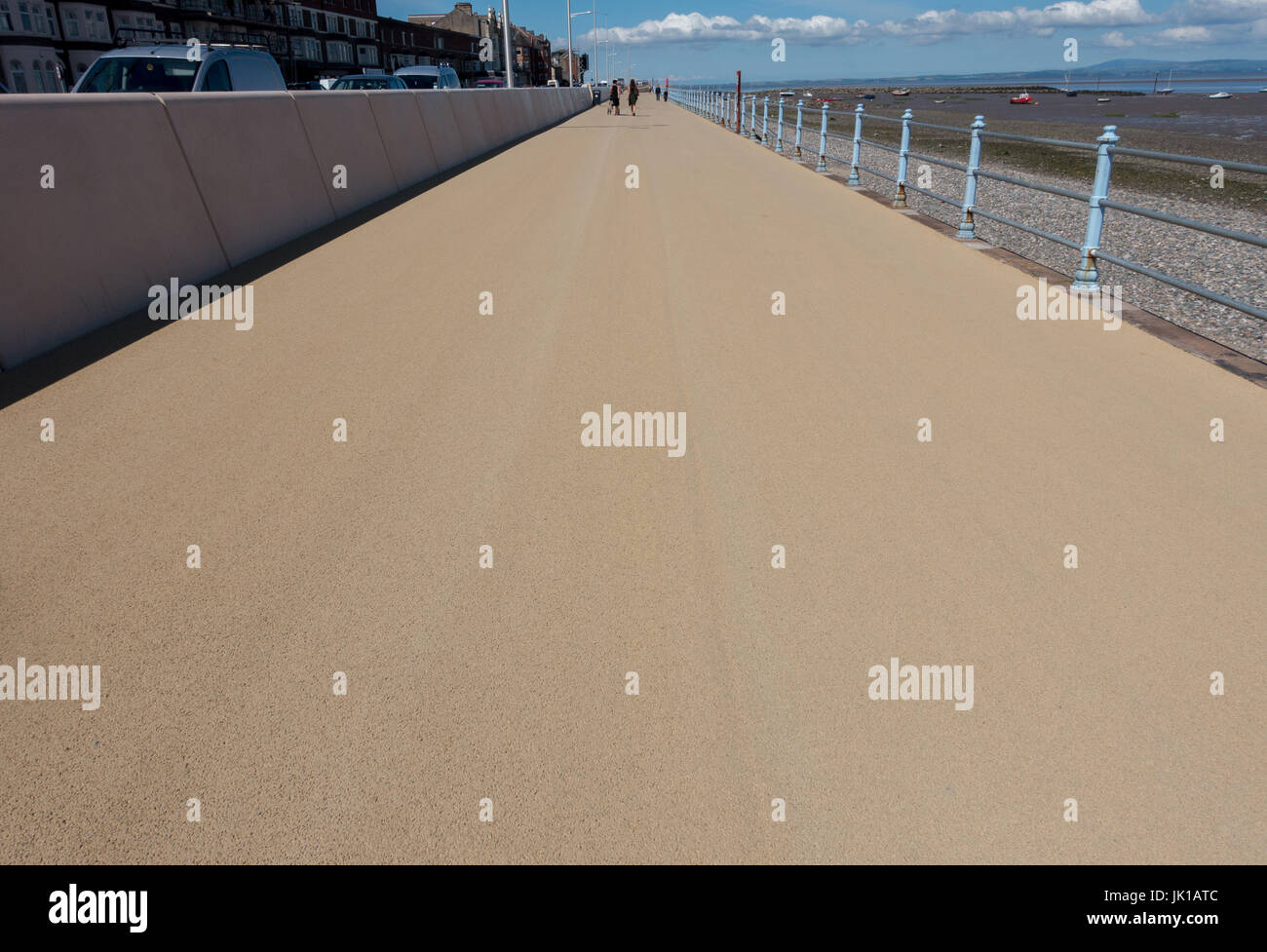 The Promenade at Morecambe between the new sea defence wall and the ...