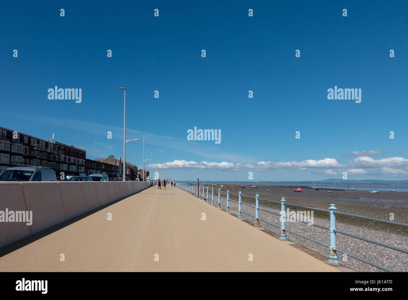 The Promenade at Morecambe between the new sea defence wall and the ...